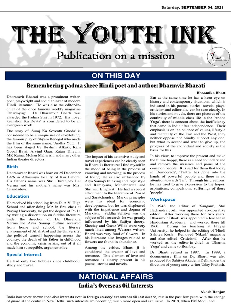 Remembering Prominent Hindi Poet and Author Dharamvir Bharati: His Life ...