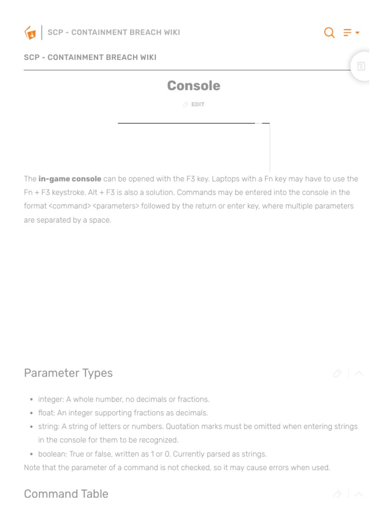 Console - Official SCP - Containment Breach Wiki | PDF | Boolean Data Type | Command Line Interface