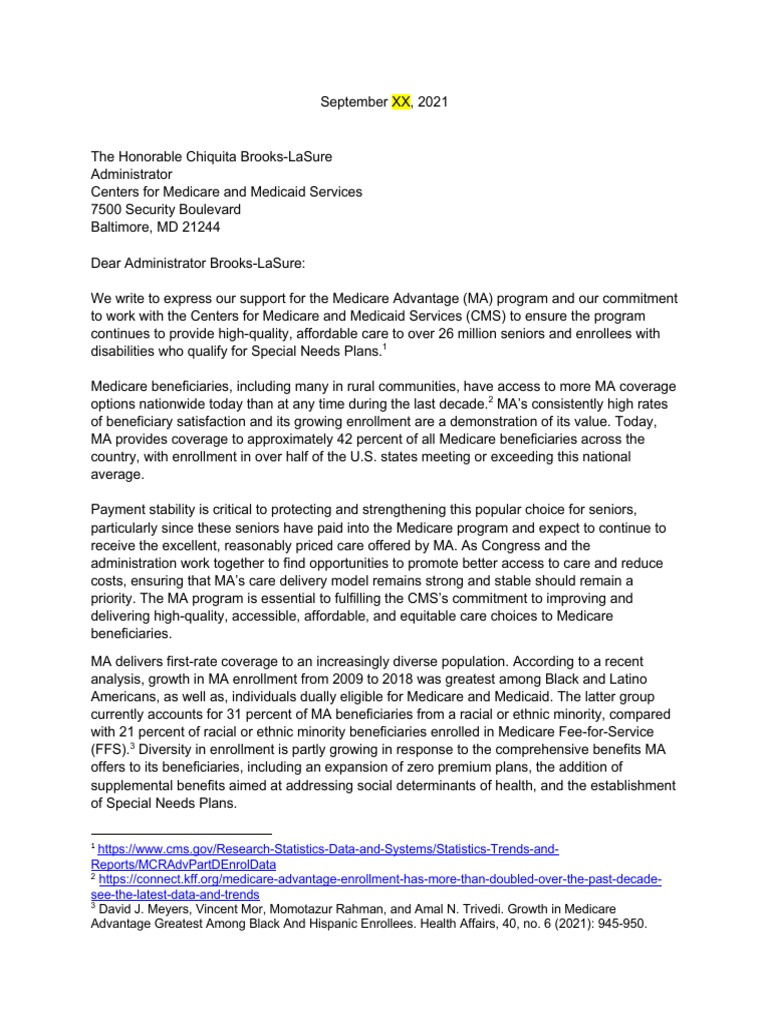 Scott-Sinema Medicare Advantage Letter | PDF | Medicare (United States ...