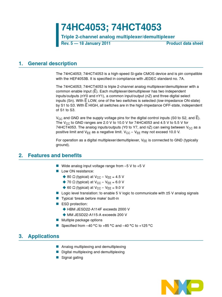 74HC4053 74HCT4053: 1. General Description | PDF | Electronic Design ...