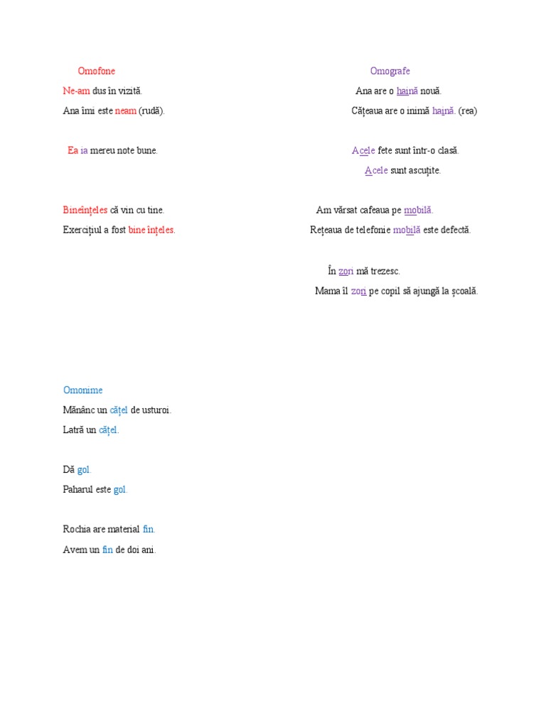 Exemple Omofone Omografe | PDF