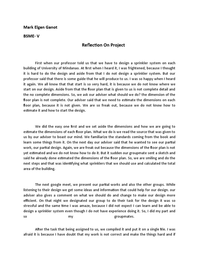 Relection About The Project | PDF | Behavior Modification | Cognitive ...