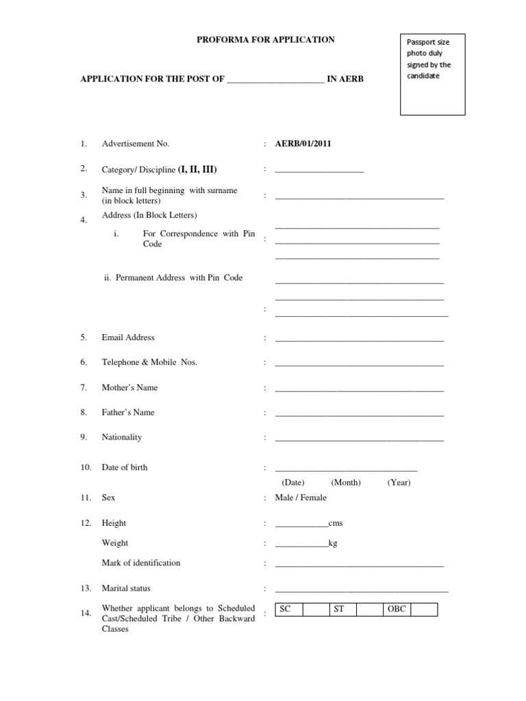 Proforma For Application: (I, II, III) | PDF | Disability | Government