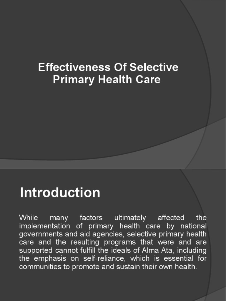Effectiveness of Selective Primary Health Care | PDF | Global Health ...