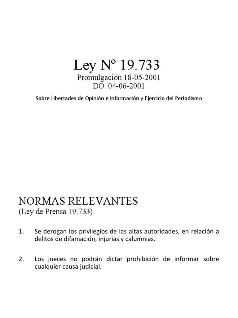 Ley 19733 | PDF | Libertad de prensa | Legislación
