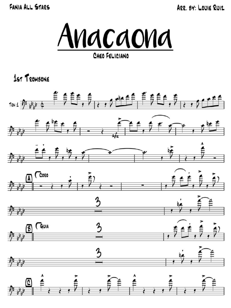 Anacaona Arreglo de Trombon | PDF