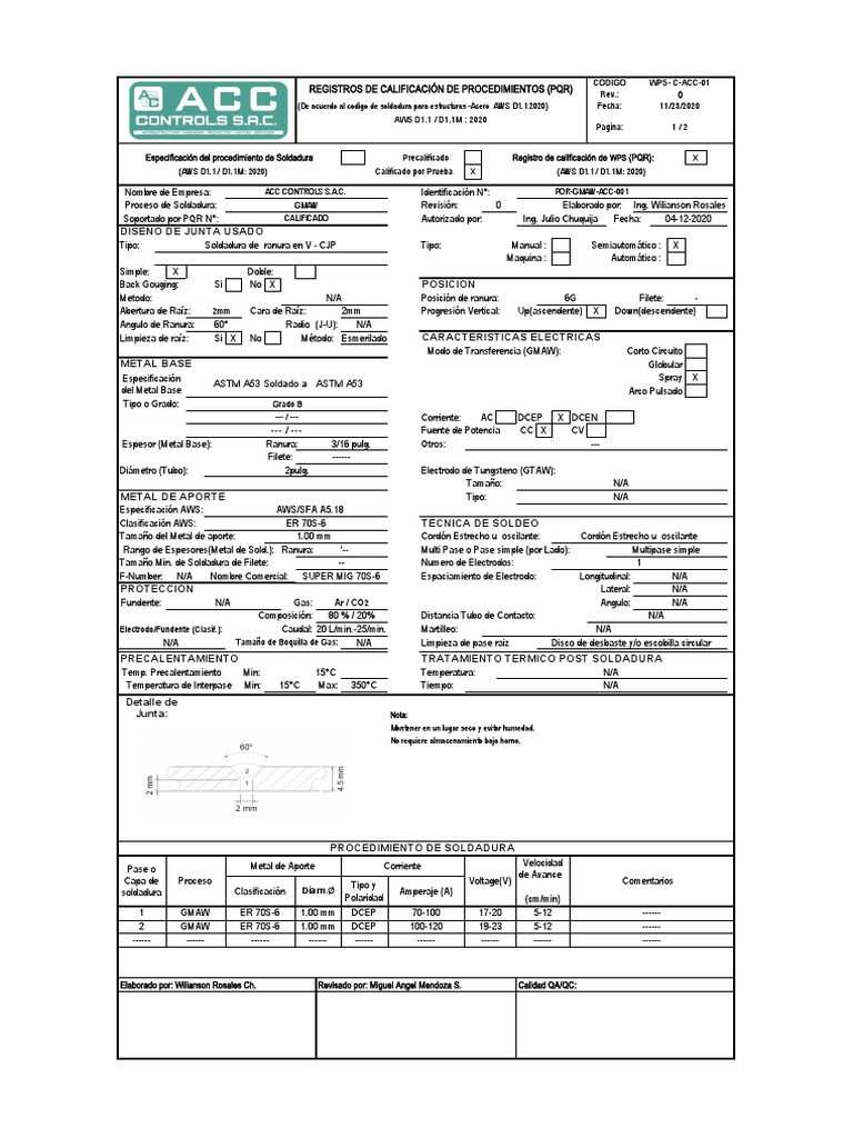 WPS Gmaw Acc 001 | PDF | Soldadura | Construcción