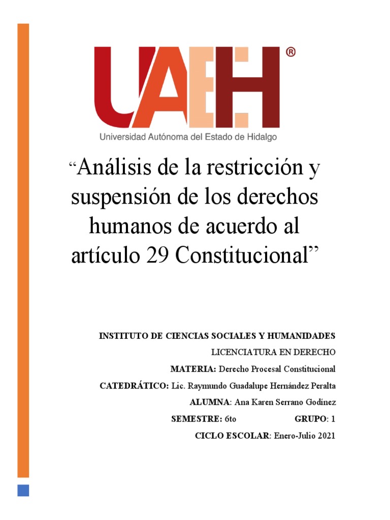 Análisis Del Artículo 29 Constitucional | PDF | Derechos civiles y ...