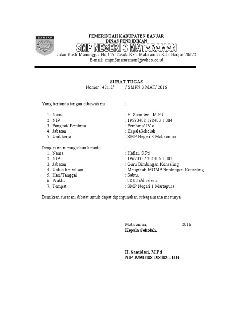 Surat Tugas Mgmp. | PDF