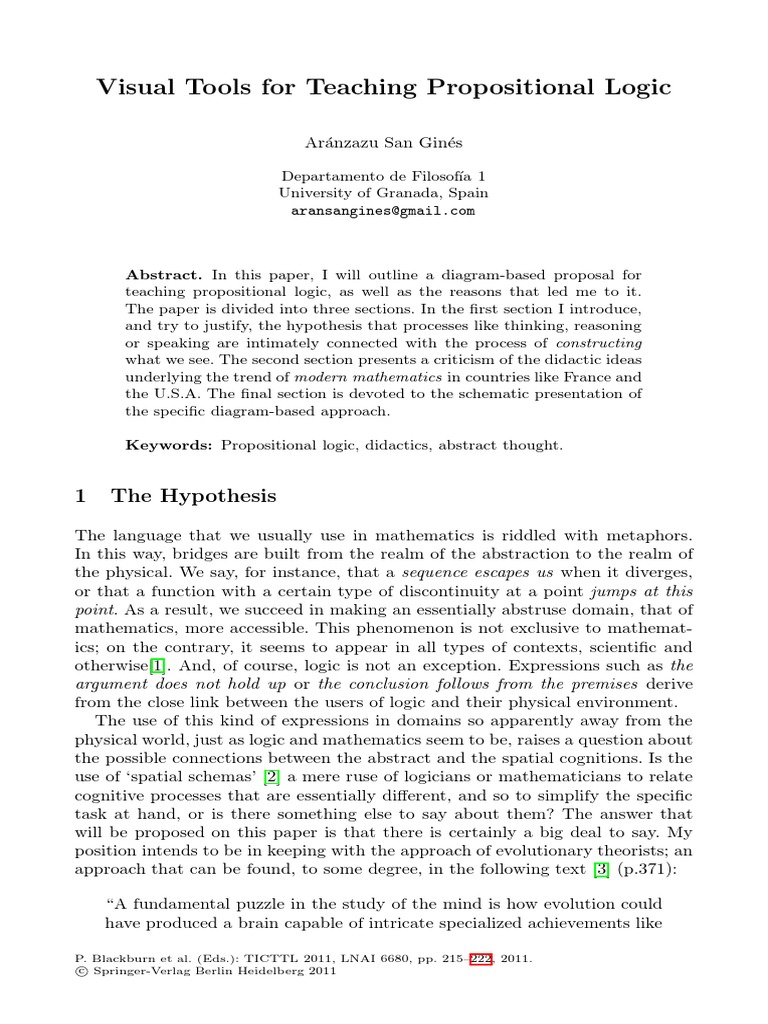Visual Tools For Teaching Propositional Logic | PDF | Logic | Reason