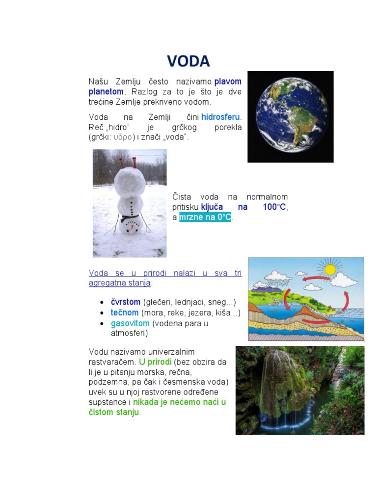 Značaj Vode Za Život Živih Bića | PDF