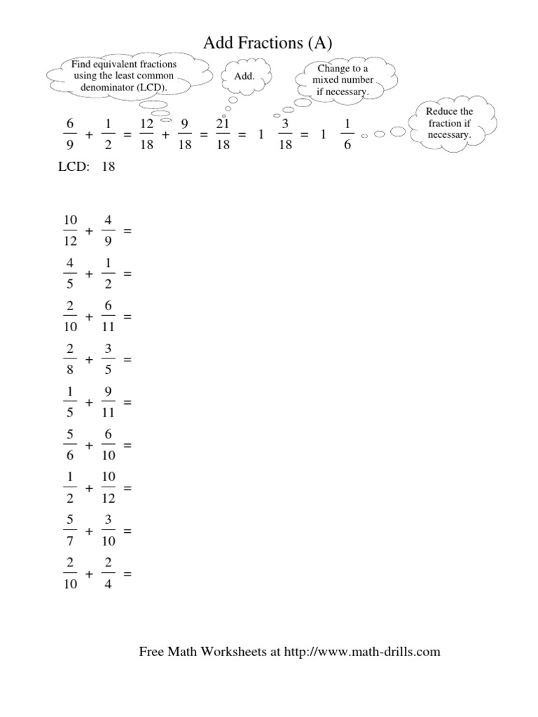 Adding Fractions with LCD Practice | PDF | Fraction (Mathematics ...