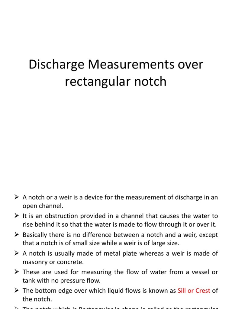 Discharge Measurements Over Rectangular Notch | PDF | Discharge ...