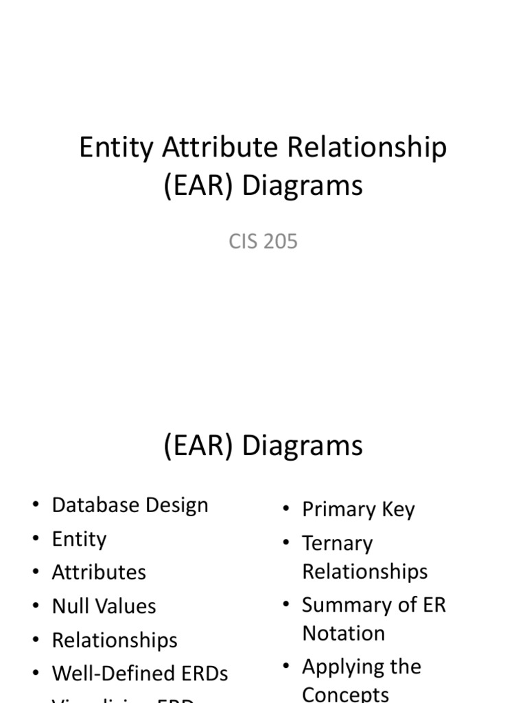 Week 3 Entity Attribute Relationship (EAR) Diagrams | PDF | Database Design | Conceptual Model