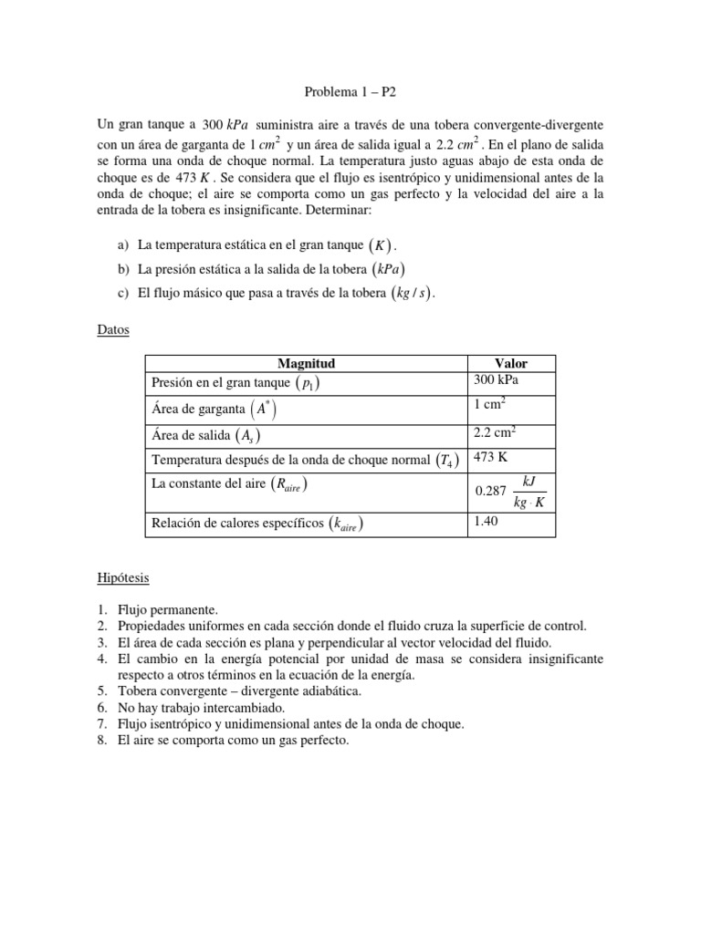 Problema 1 - P2 | PDF | Boquilla | Mecánica