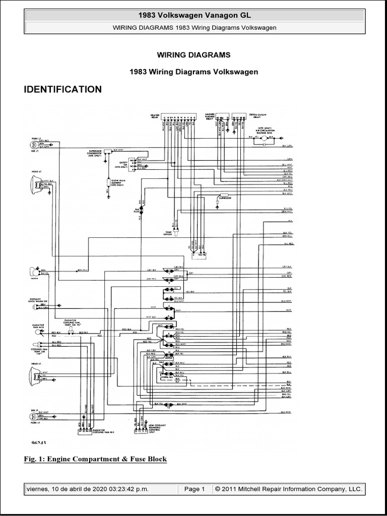 1983 Volkswagen Vanagon GL Diagramas - PDF Versión 1 | PDF