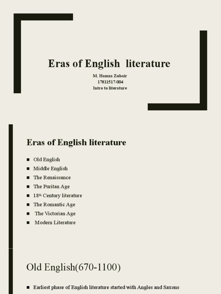 Eras of English Literature | PDF | English Literature | Anglo Saxons