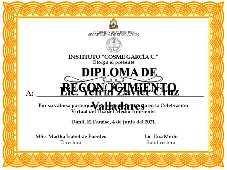 Diploma de Reconocimiento por Conferencia | PDF | Ciencia y matemáticas