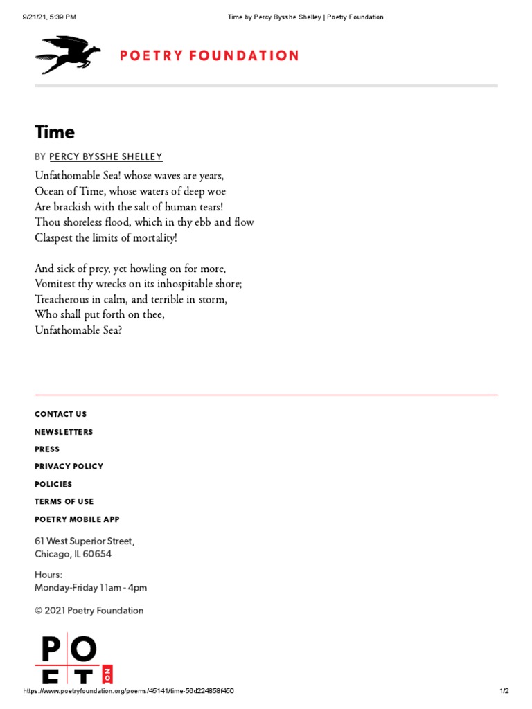 Time by Percy Bysshe Shelley - Poetry Foundation | PDF | Social Science ...