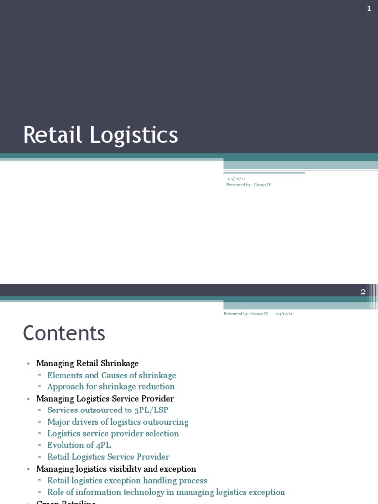 Retail Logistics | PDF | Logistics | Retail
