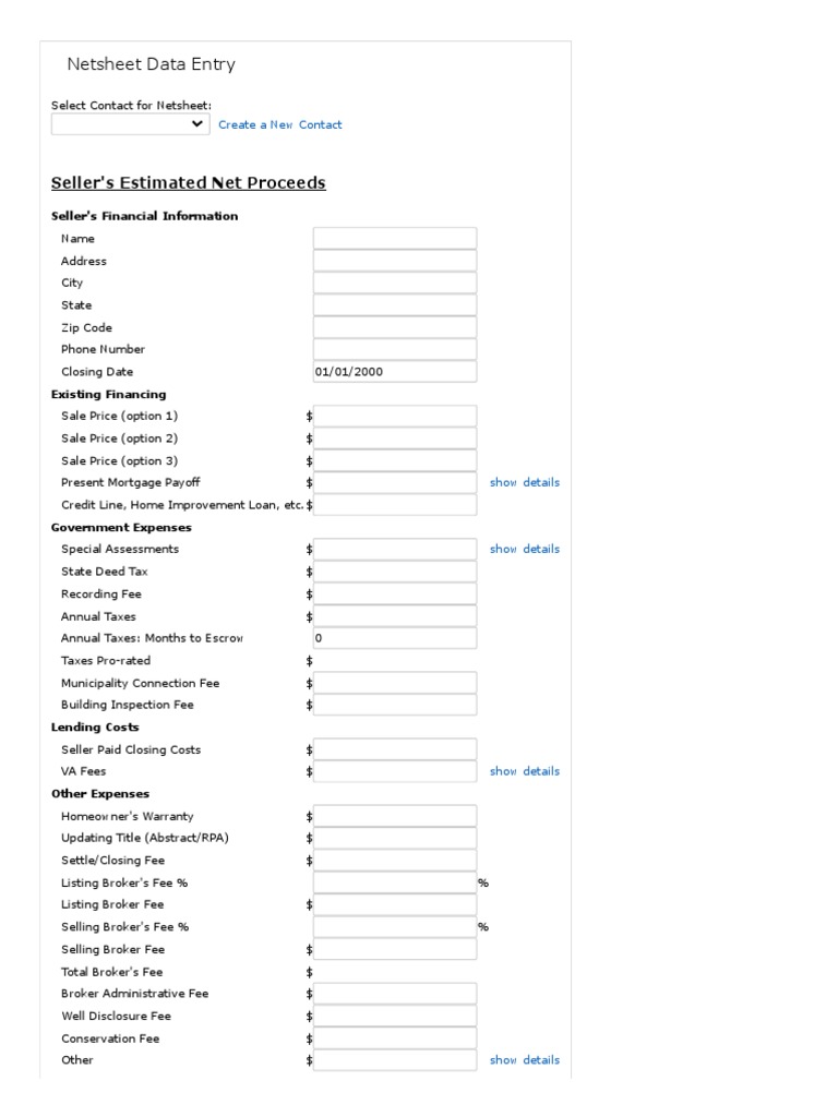 SmartMLS Matrix Net Sheet | PDF