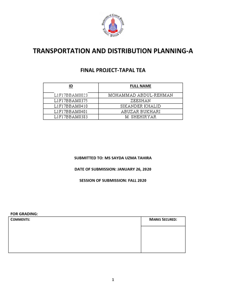 Transportation and Distribution Project | PDF | Inventory | Warehouse
