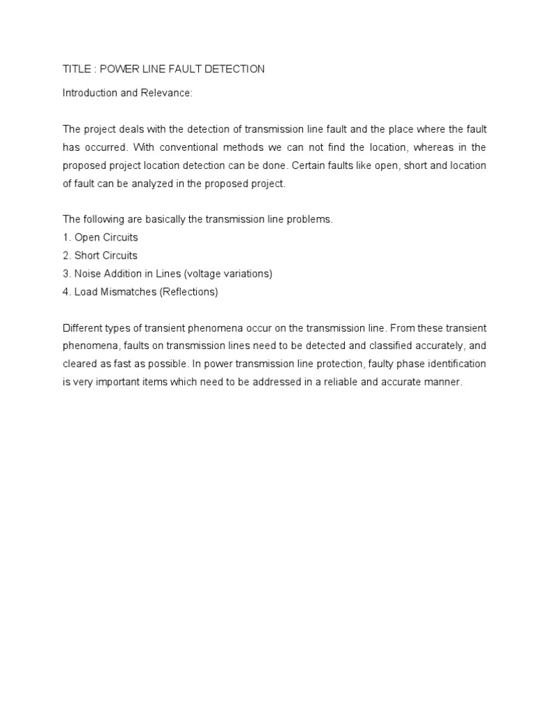 Power Line Fault Detection | PDF | Electric Power Transmission ...