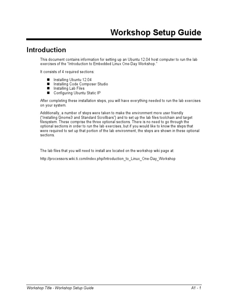 Workshop Title - Workshop Setup Guide A1 - 1 | PDF | Sudo | Router (Computing)