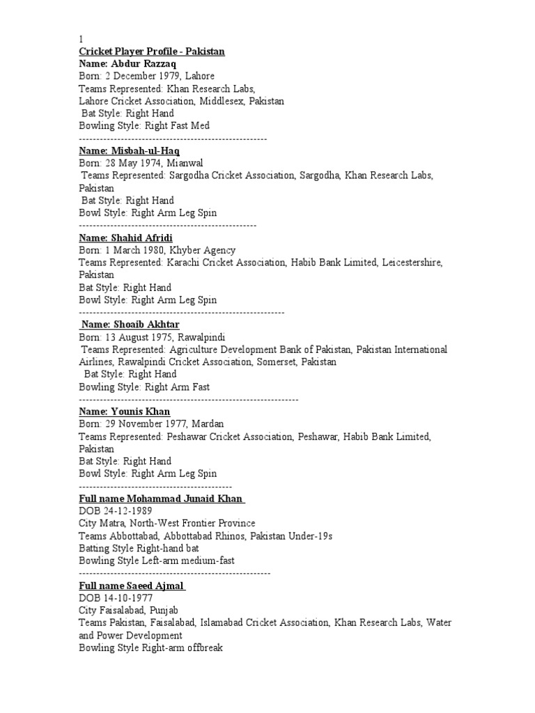 Cricket Player Profile | PDF | England Cricket Team | Cricket