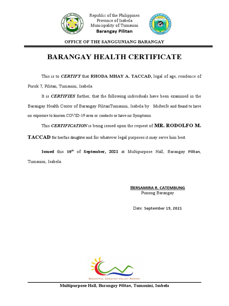 Health Certificate | PDF