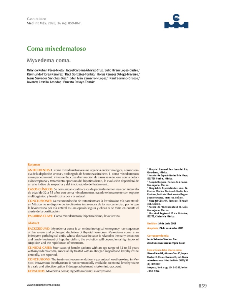Coma Mixedematoso | PDF | Hormona estimulante de la tiroides ...