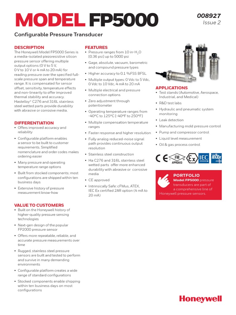 Model: Configurable Pressure Transducer | PDF | Electrical Connector ...