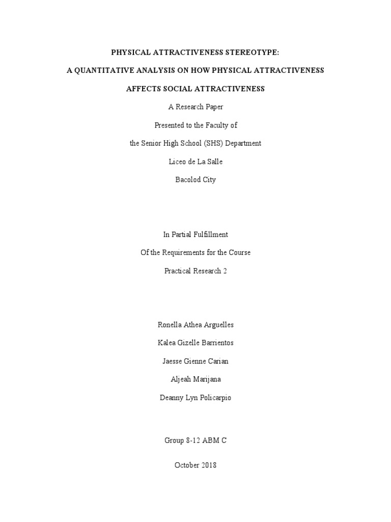 Physical Attractiveness Stereotype Full | PDF | Physical Attractiveness ...
