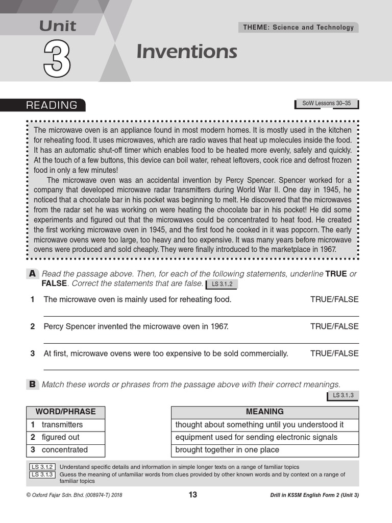 English Form 2 Units 3 Export | PDF | Oven | Electronics