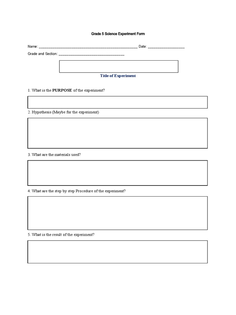 Grade 5 Science Experiment Form | PDF