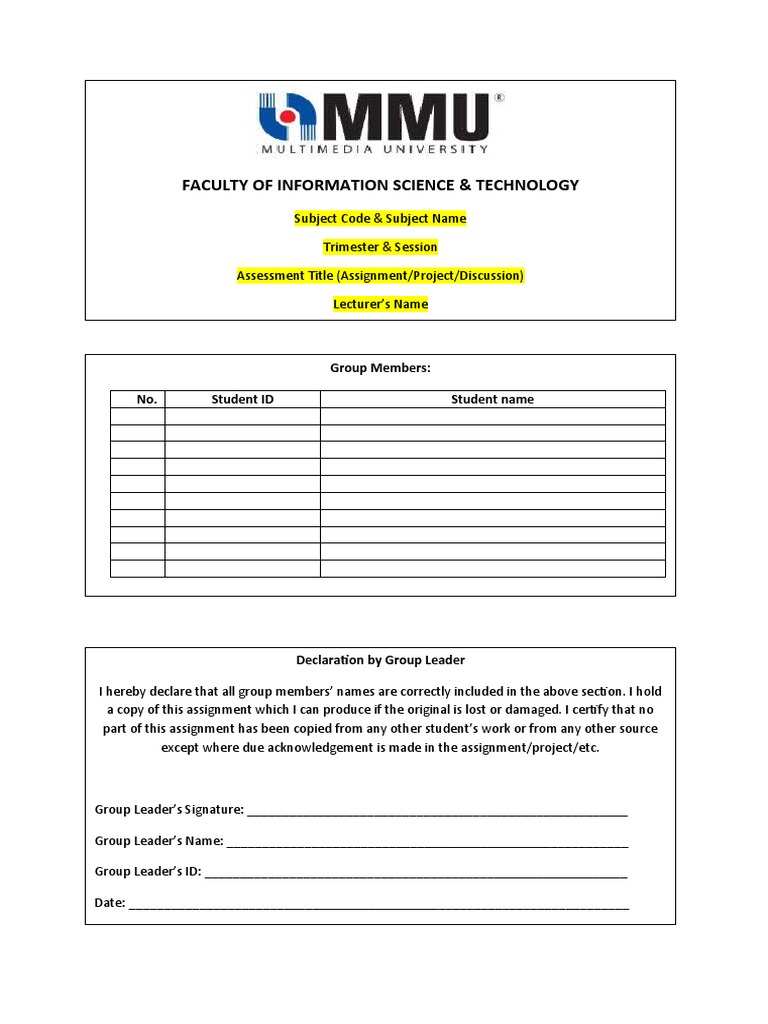 Group Project Declaration Form | PDF