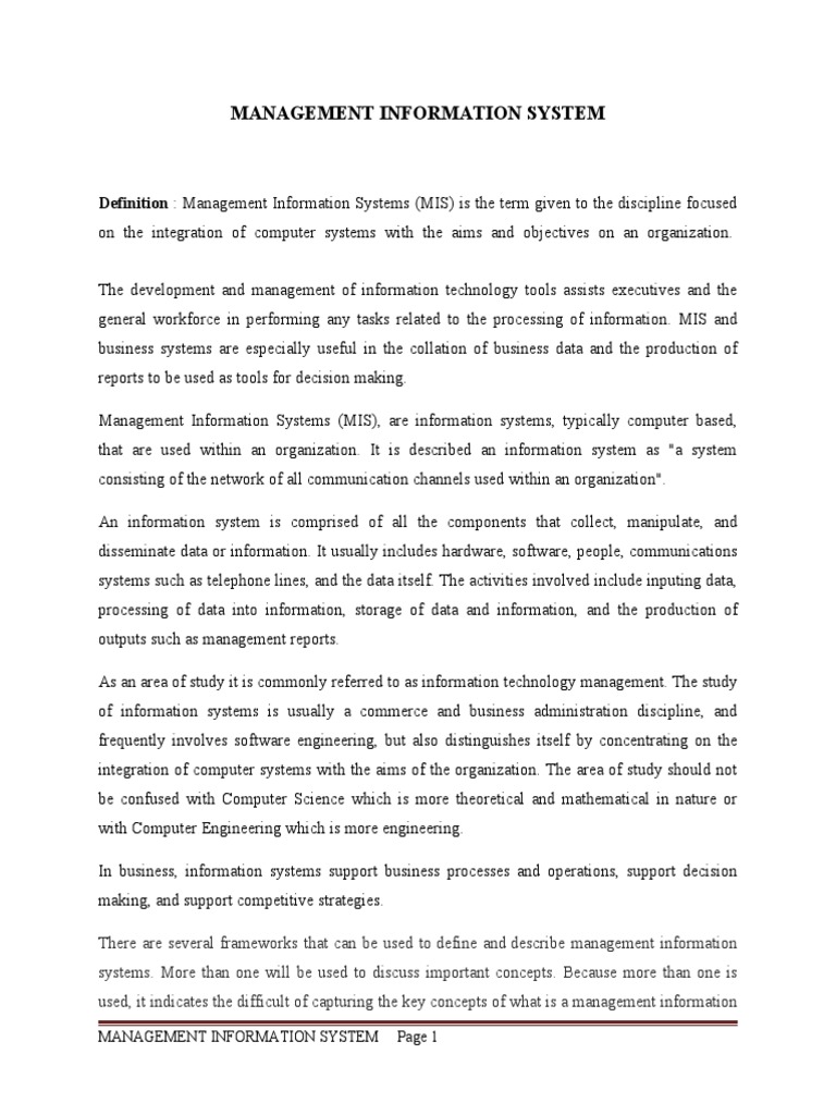 Management Information System | PDF | Information System | Information