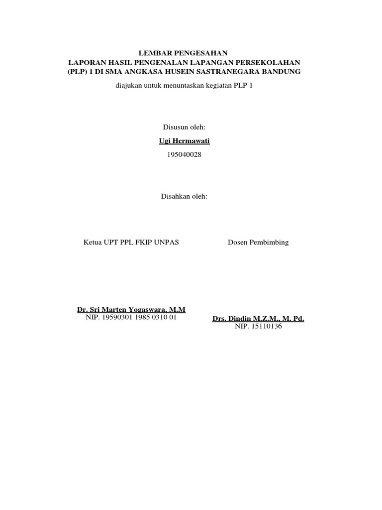 Ugi Hermawati - Lembar Pengesahan PLP 1 | PDF