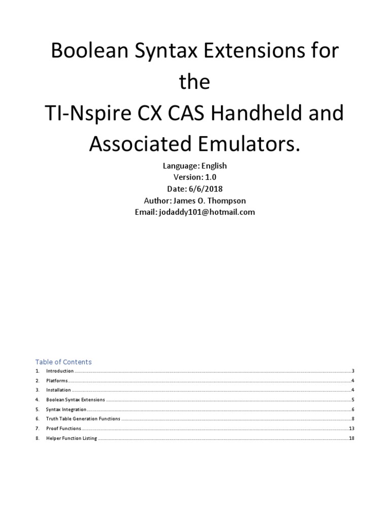 Boolean Syntax Extensions for TI-Nspire CX CAS | PDF | Teaching ...