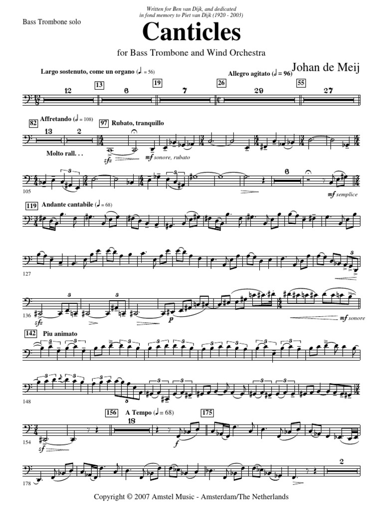 Johan de Meij - Canticles (Bass Trombone) | PDF