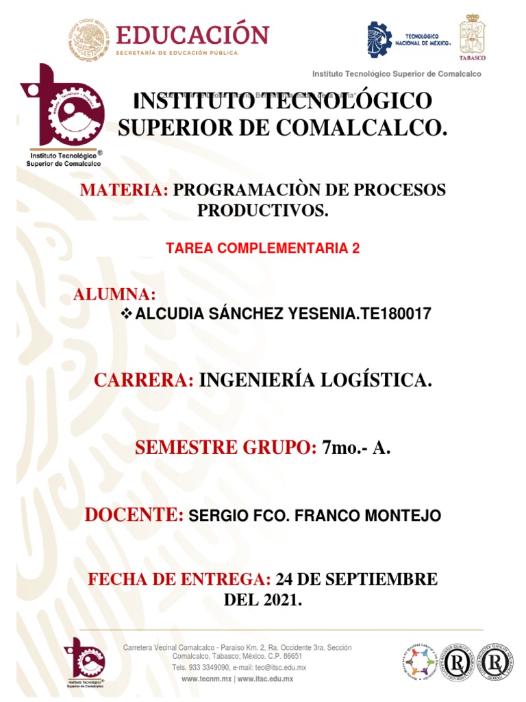 Tarea Complementaria 2 - Tema 2 | PDF | Logística | Auditoría