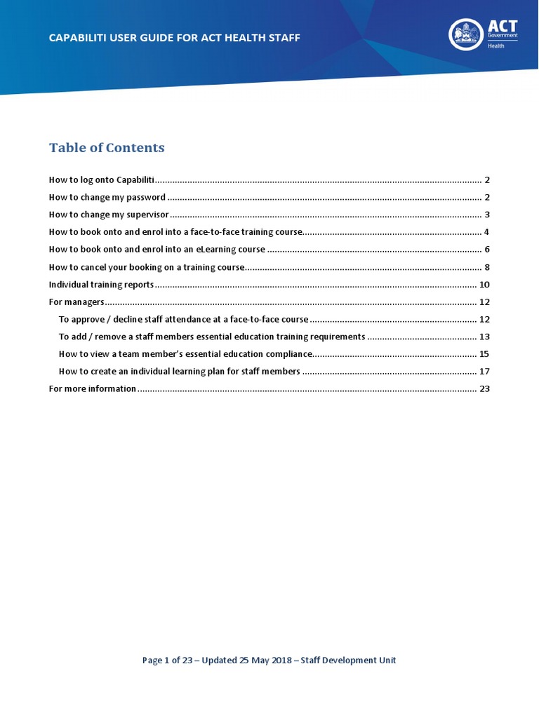 Capabiliti User Guide For ACT Health May 2018 | PDF | Password ...