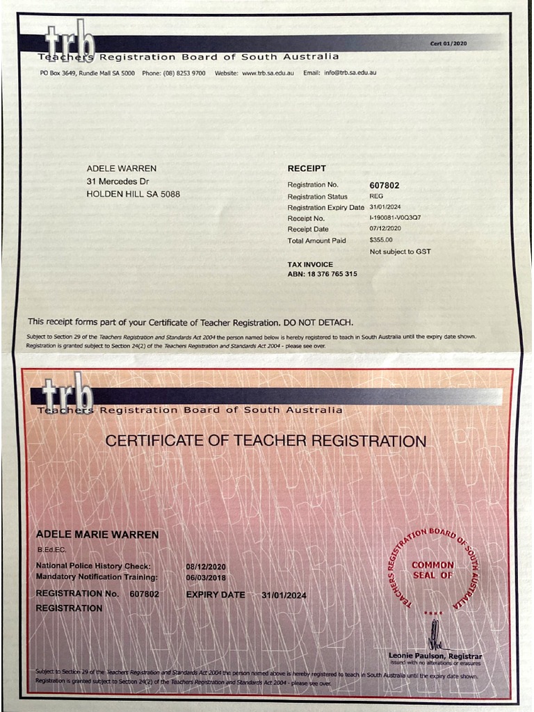 Certificate TRB | PDF
