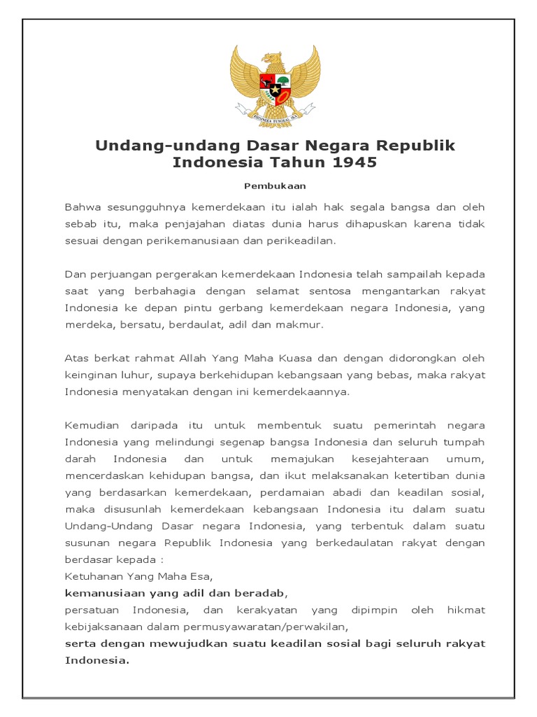 Teks Uud 1945 | PDF | Politik | Ilmu Sosial