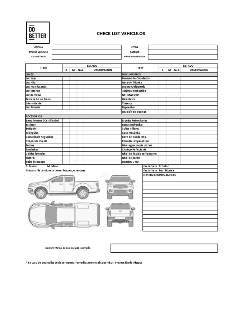 Check List - Vehiculos | PDF | Bienes manufacturados | Estilos de ...