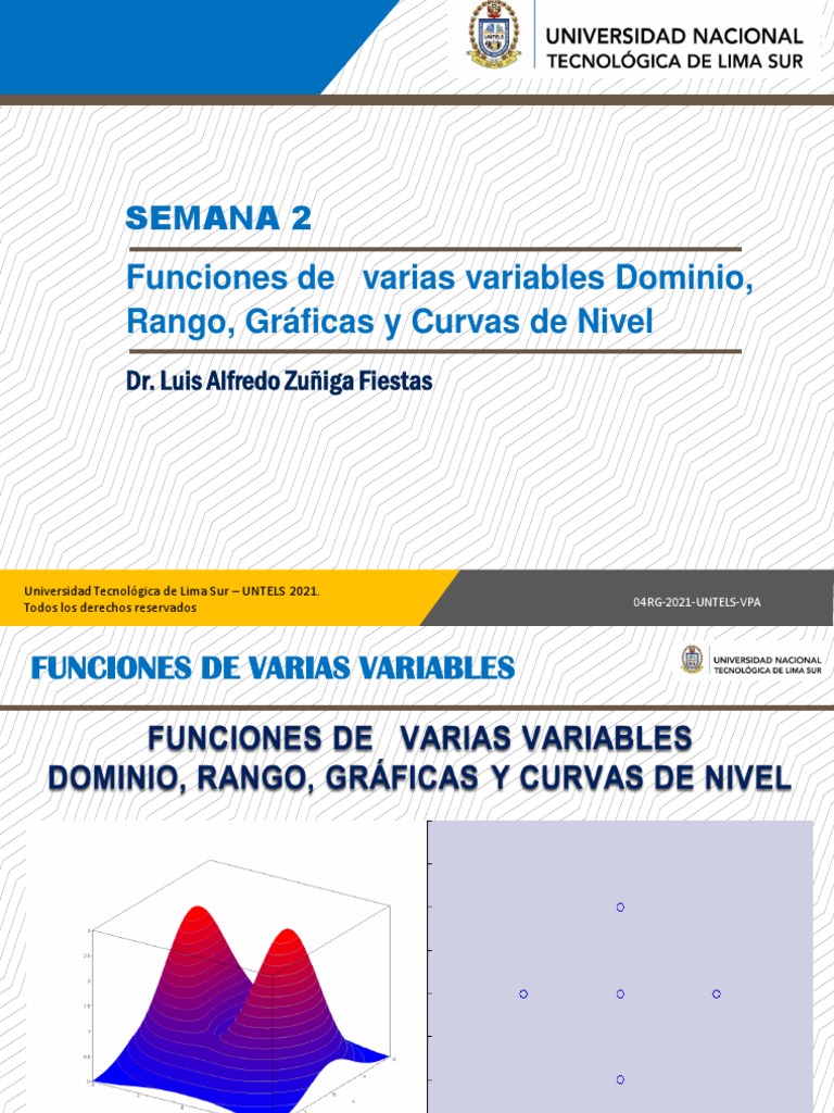 Semana 2 Funciones de Varias Variables Dominio, Rango, Gráficas y Curvas de Nivel | PDF ...