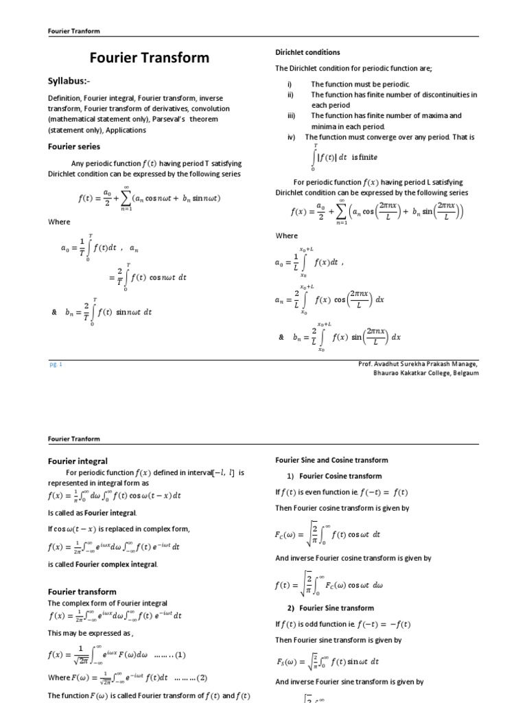 Fourier Transform | PDF | Trigonometric Functions | Sine