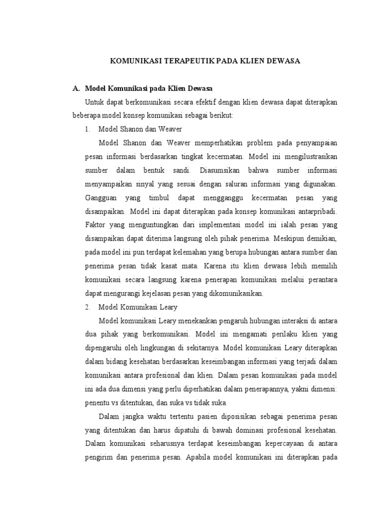 Komunikasi Terapeutik Pada Dewasa | PDF