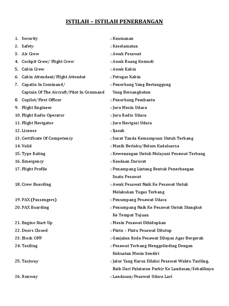 Istilah Penerbangan dan Artinya | PDF