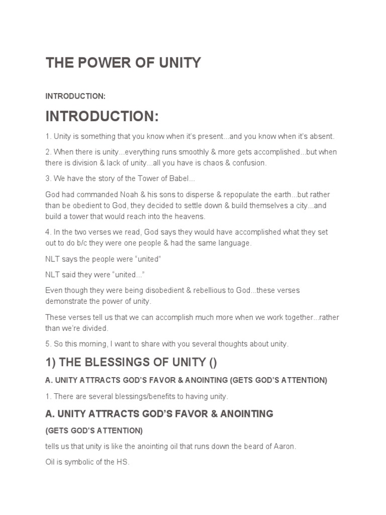 The Power of Unity | PDF | Epistle To The Ephesians | Paul The Apostle